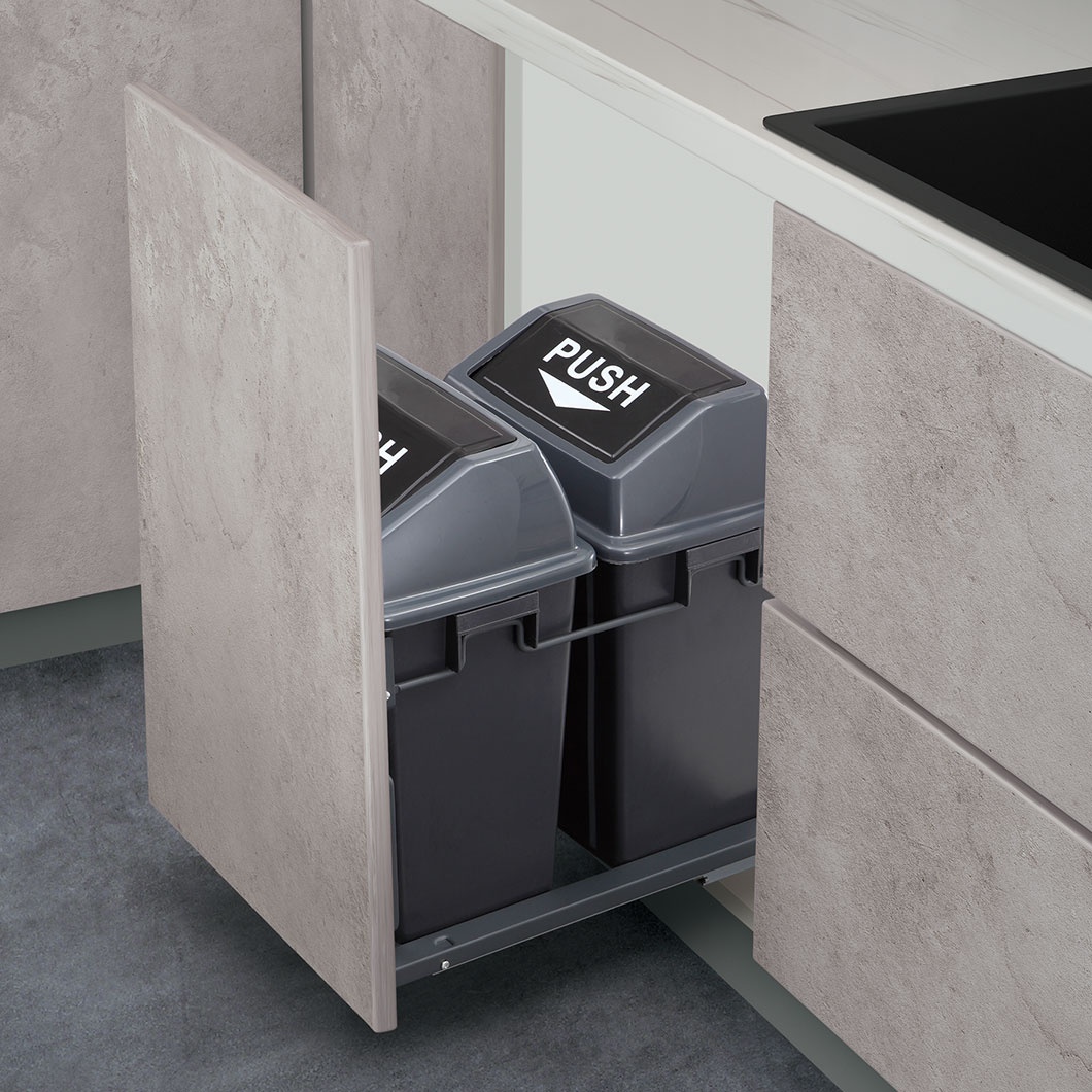 Kitchen Soft Closing Pullout Double Waste Bin